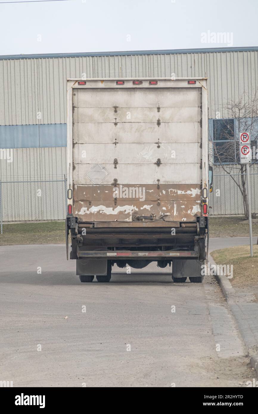 Truck trailer parked on road in industrial park Stock Photo - Alamy