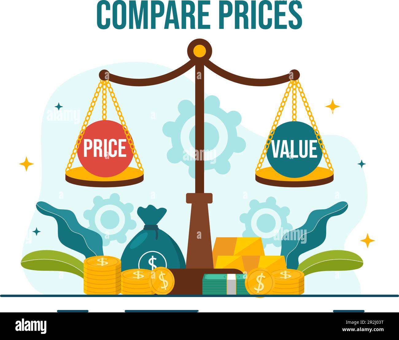 Compare Prices Vector Illustration of Inflation in Economy, Scales with ...