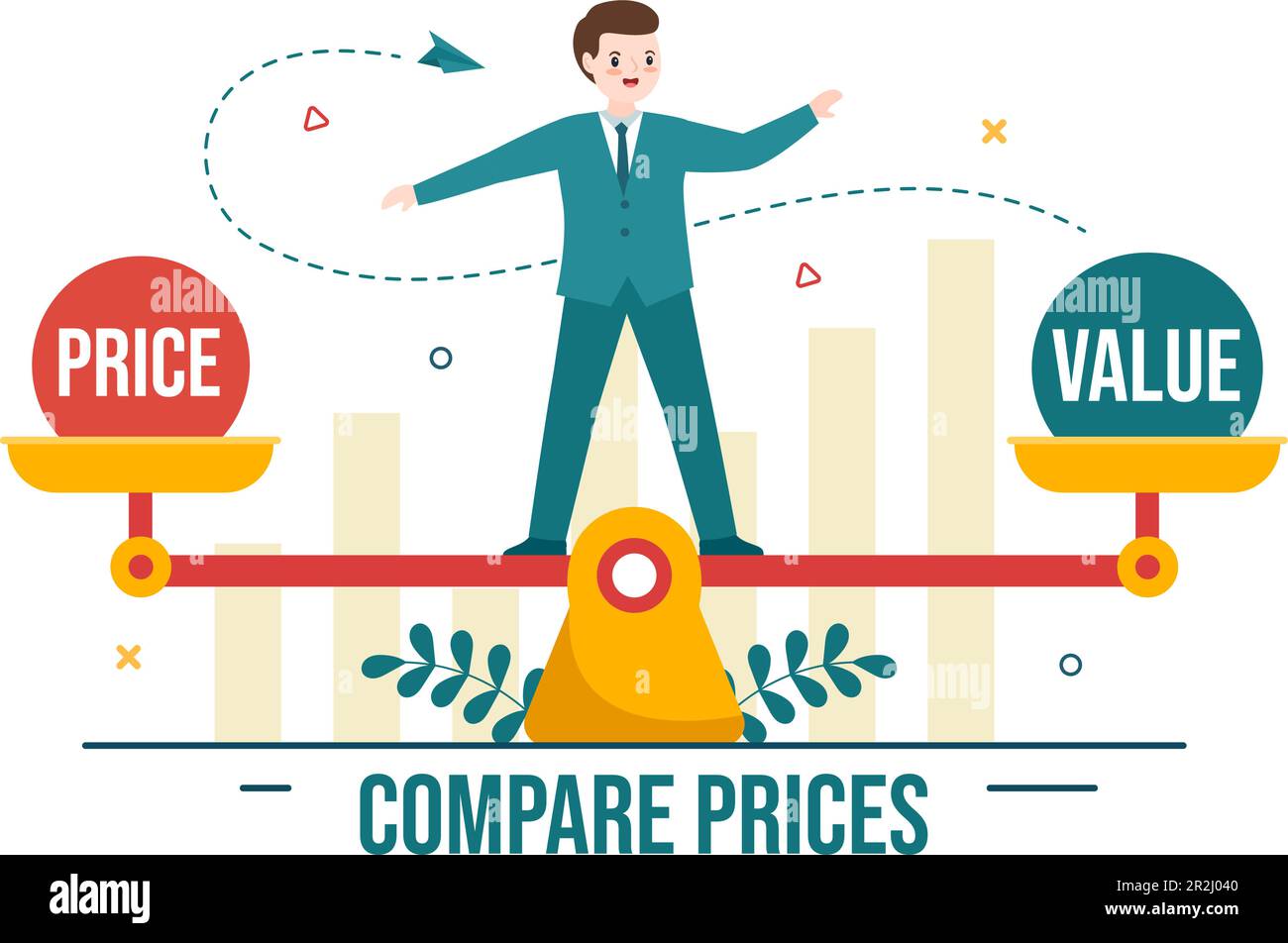 Compare Prices Vector Illustration of Inflation in Economy, Scales with ...