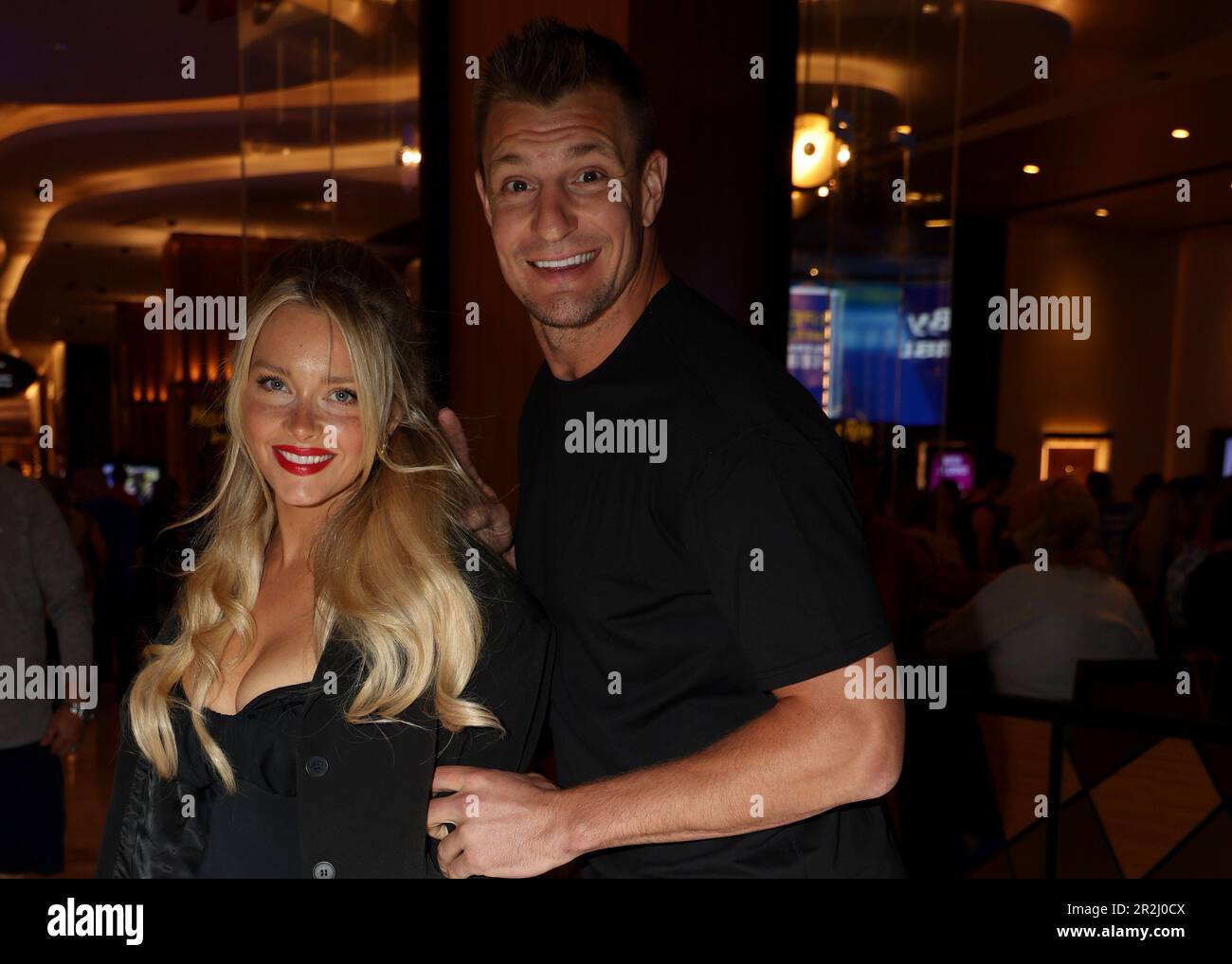 Rob gronkowski and wife camille kostek spotted in miami hi-res stock ...