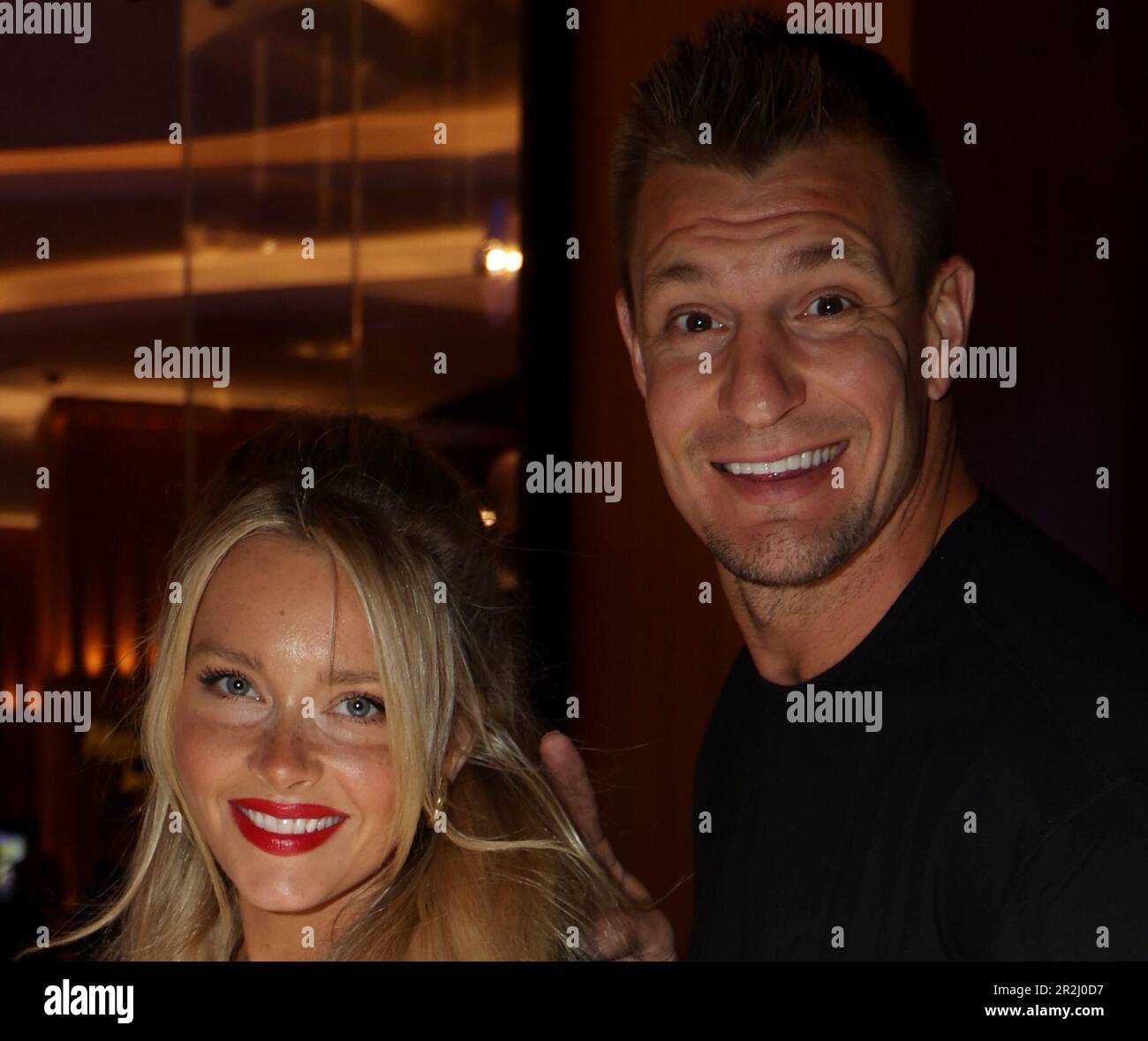 Rob gronkowski and wife camille kostek spotted in miami hi-res stock ...