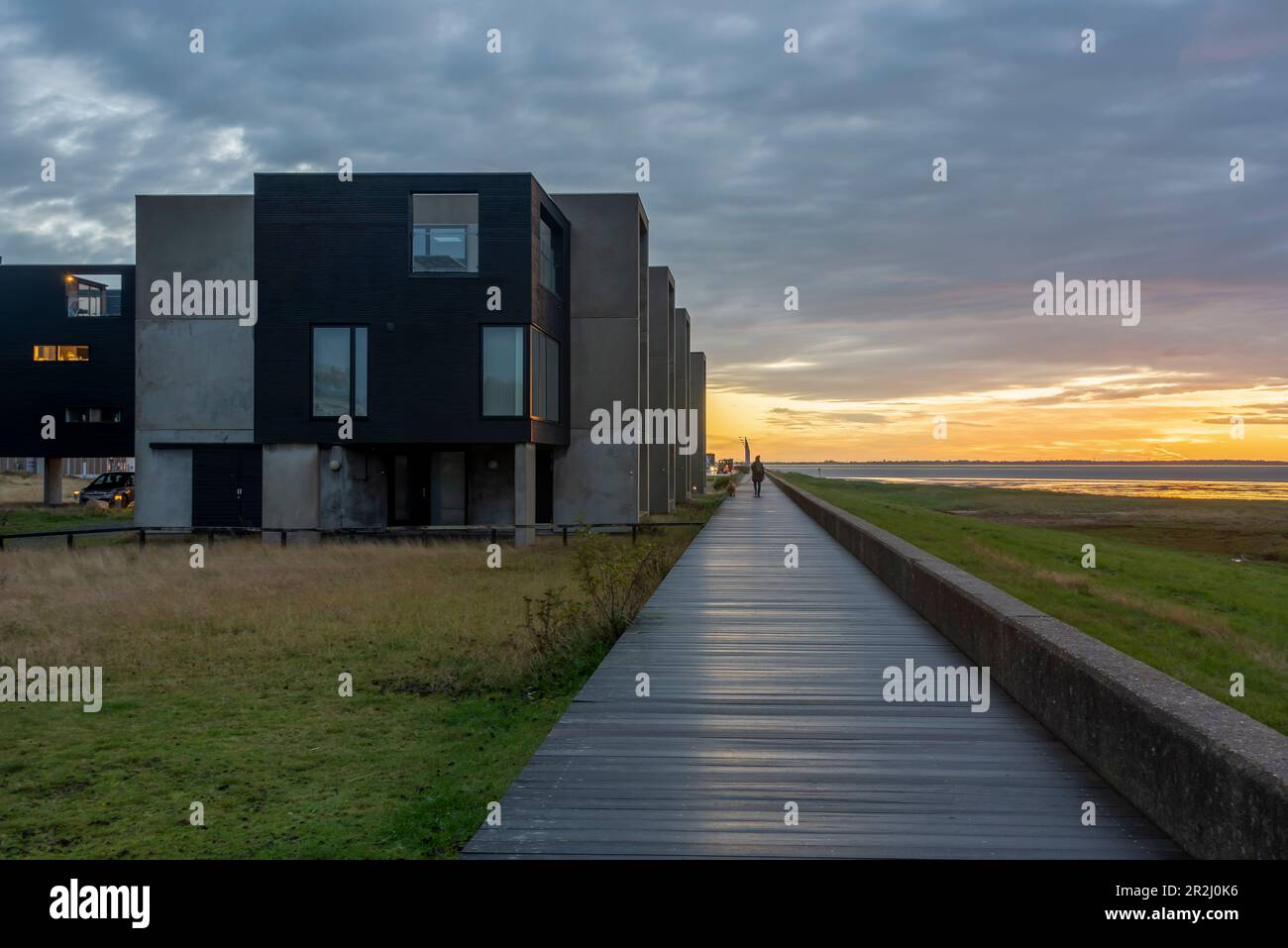 Modern apartment buildings at sunrise, modern apartments, Danish North ...