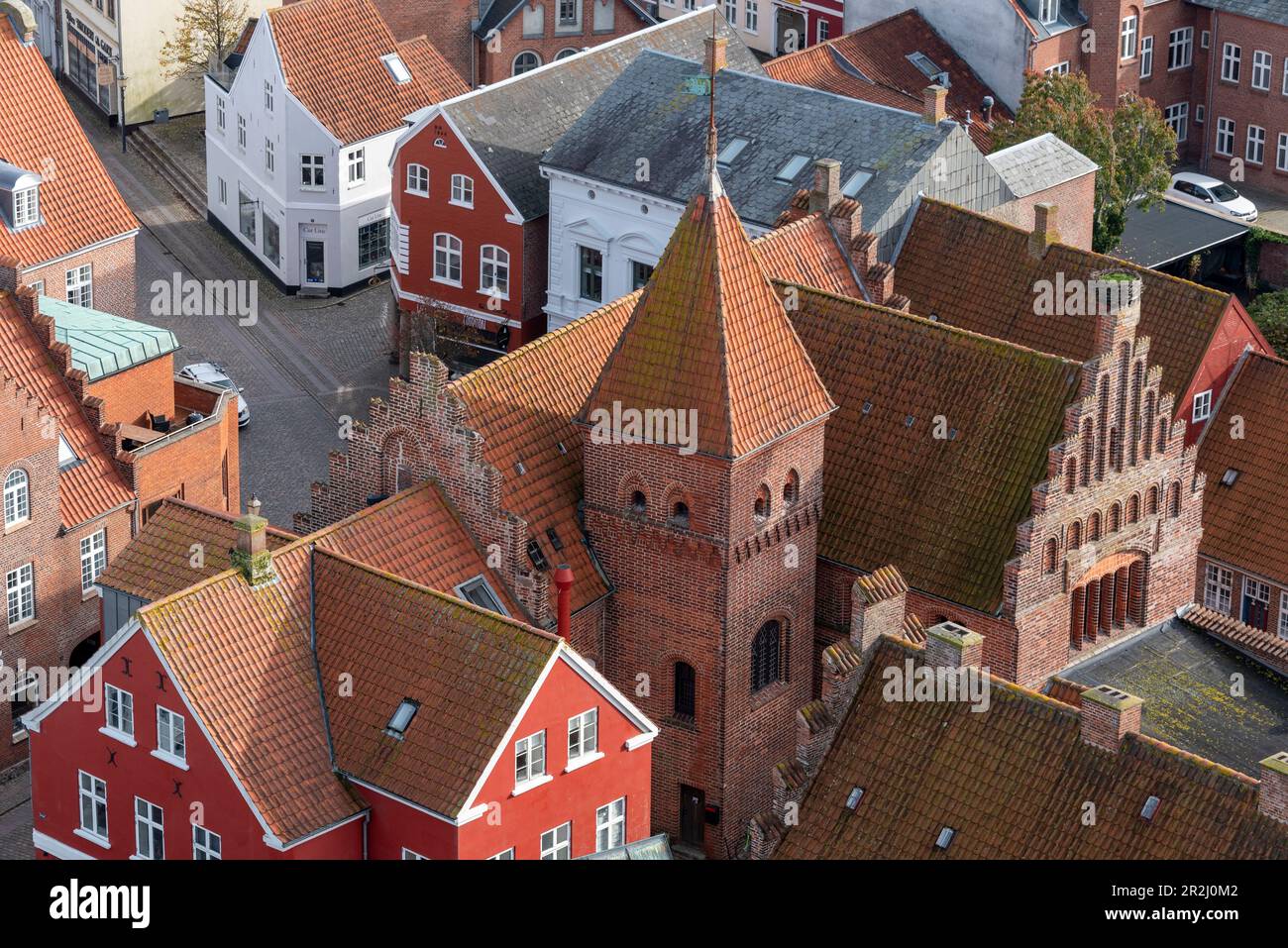View from the observation deck of the Cathedral Church on Ribe, Denmark ...