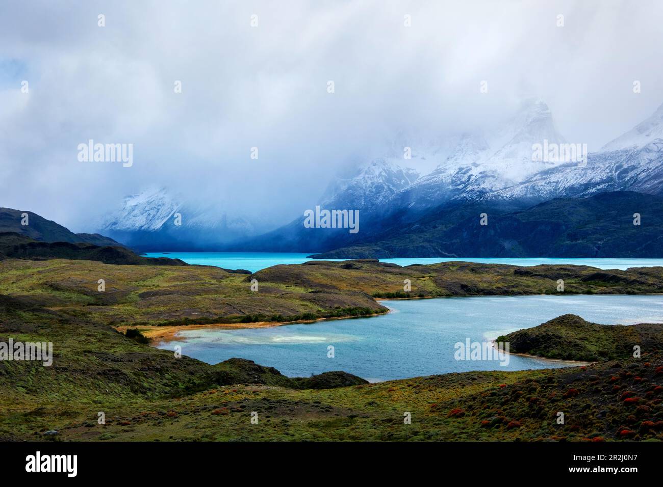 Blue lakes, Torres del Paine National Park, southern Chile, South ...