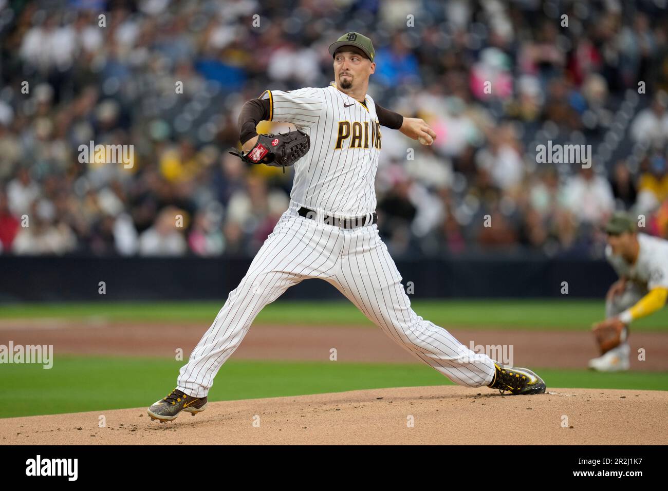 San Diego Padres starting pitcher Blake Snell works against a Boston ...