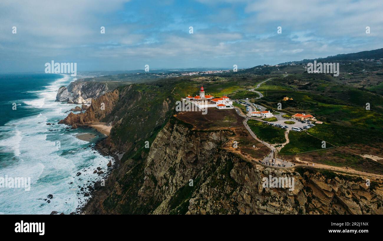 Aerial view of Cabo da Roca, Continental Europe's western-most point ...