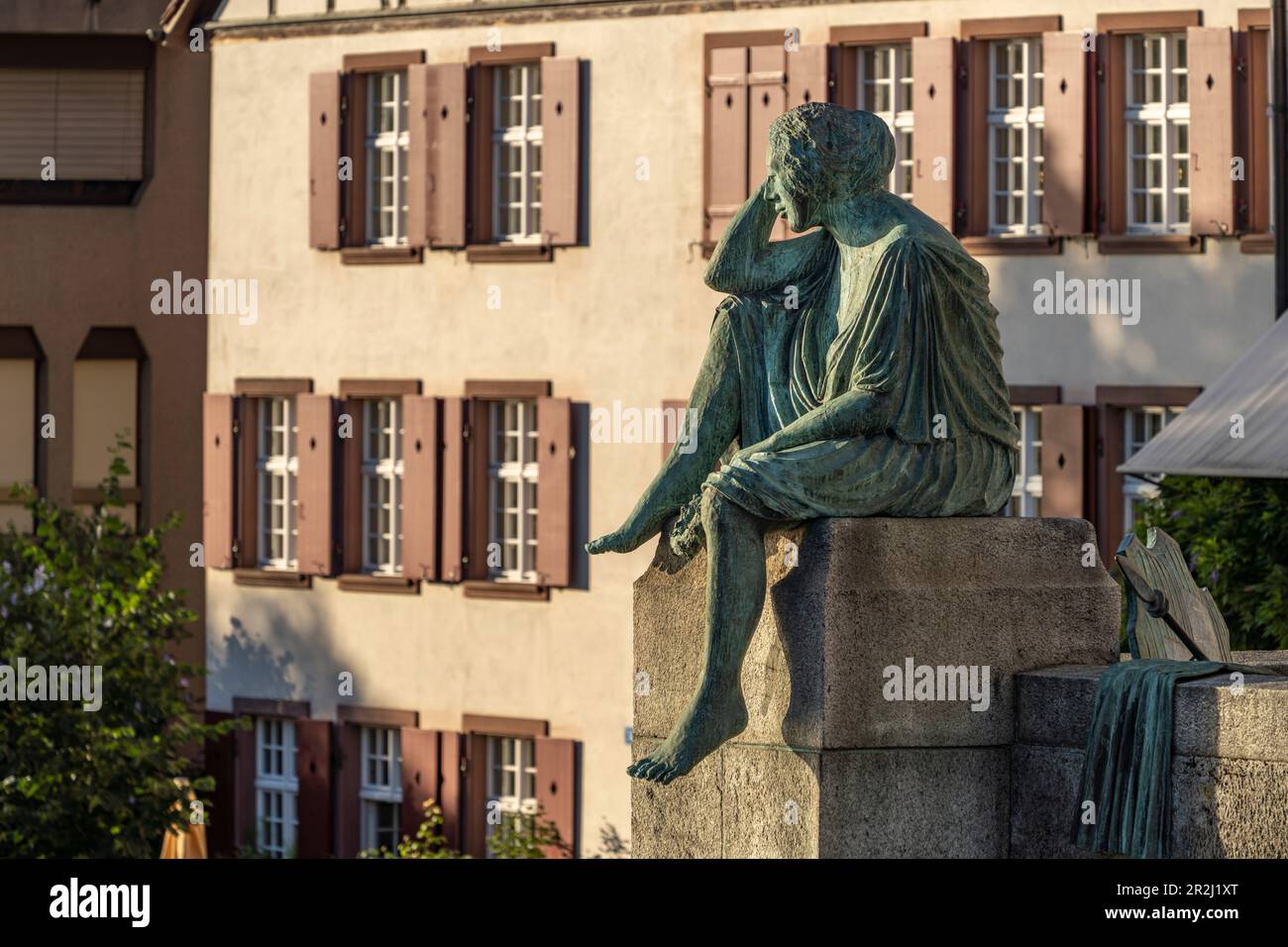 The sculpture Helvetia on the journey on the Middle Bridge in Basel ...