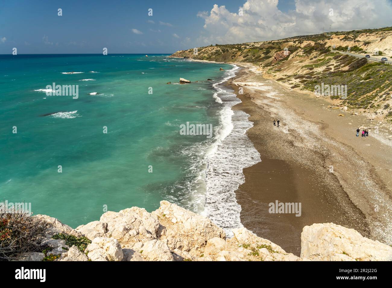 Beach of Petra tou Romiou, the Rock of Aphrodite in Kouklia near Paphos ...