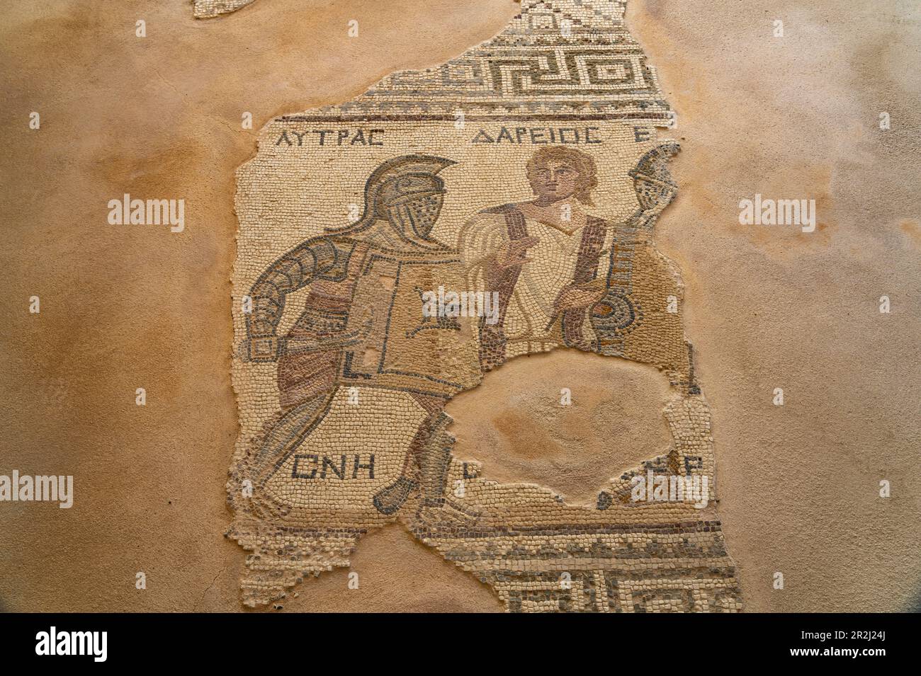 Mosaic in the House of the Gladiators in the ancient city of Kourion ...