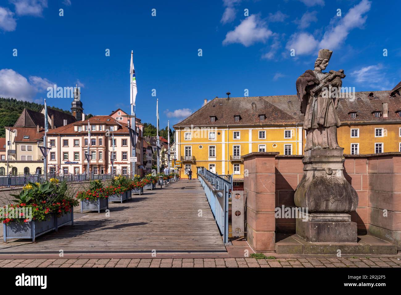 Nepomuk statue at the Gernsbach town bridge, Murg Valley, Black Forest ...