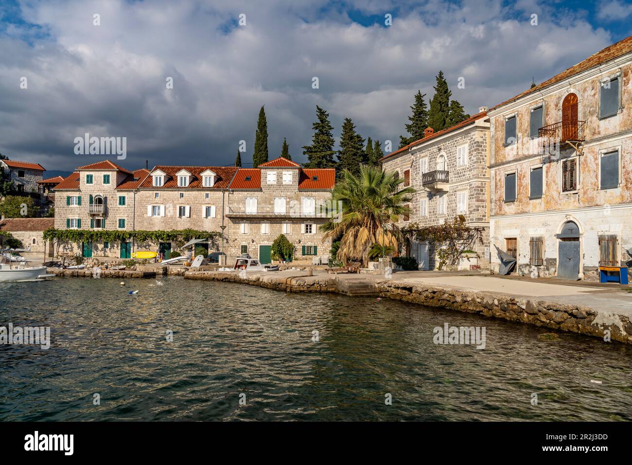 Rose fishing village, Luštica Peninsula, Montenegro, Europe Stock Photo ...
