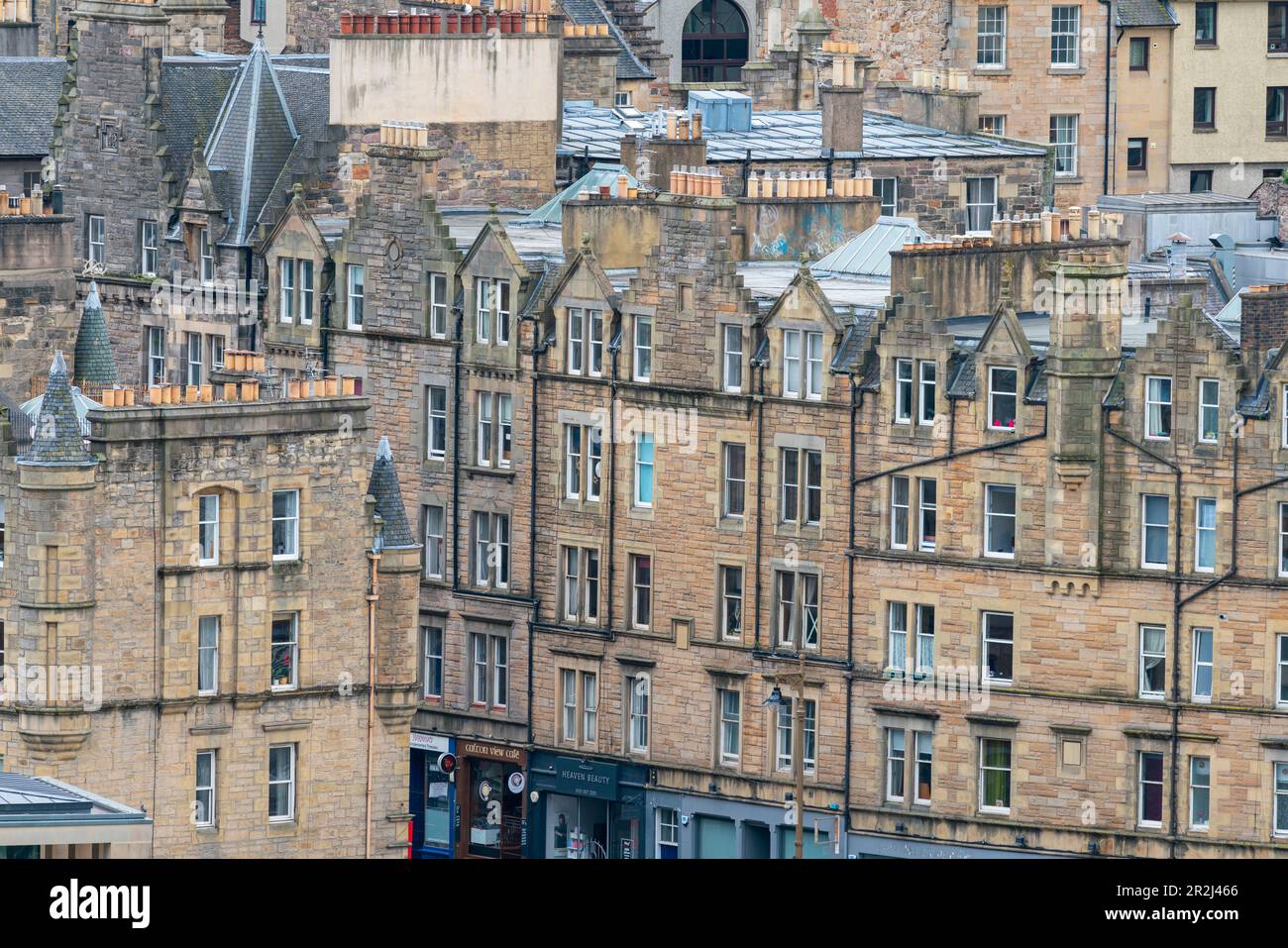 Detail of houses in Edinburgh city center, Edinburgh, Scotland, United ...