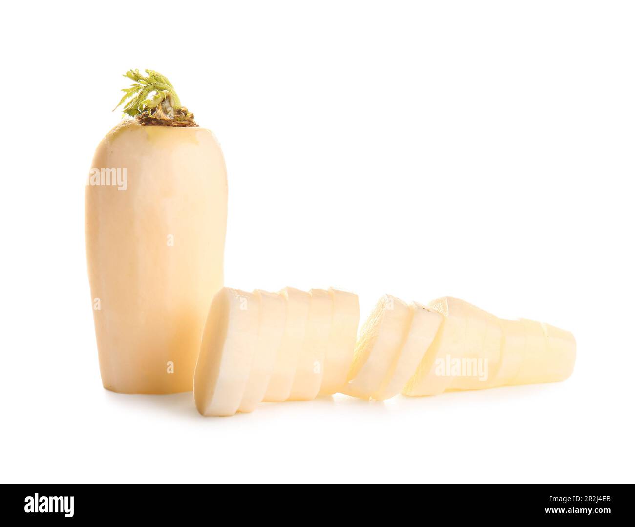 Fresh daikon radish on white background Stock Photo - Alamy