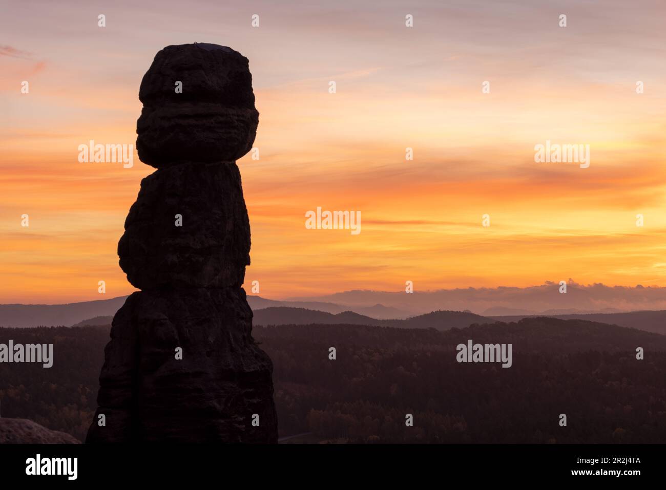 The Barbarine at sunrise, Elbe sandstone, Saxon Switzerland, Elbe ...