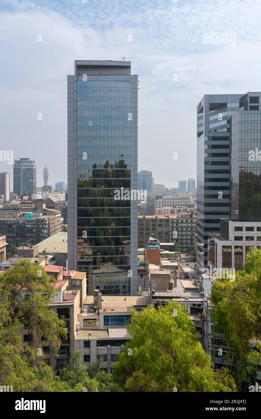 High-rise buildings of Santiago city center seen from top of Santa ...