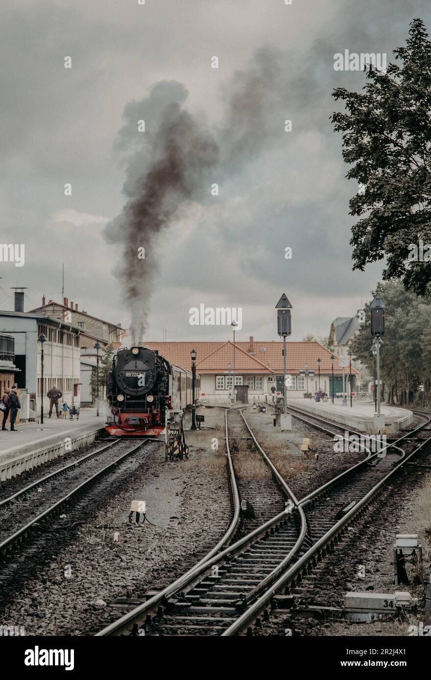 Historic narrow-gauge railway at Wernigerode station, Harz Stock Photo ...