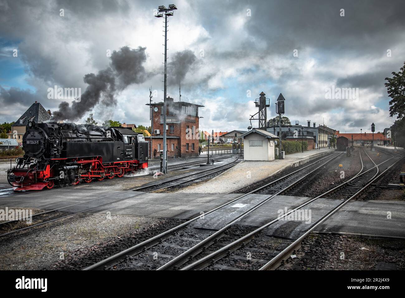 Historic narrow-gauge railway at Wernigerode station, Harz Stock Photo ...