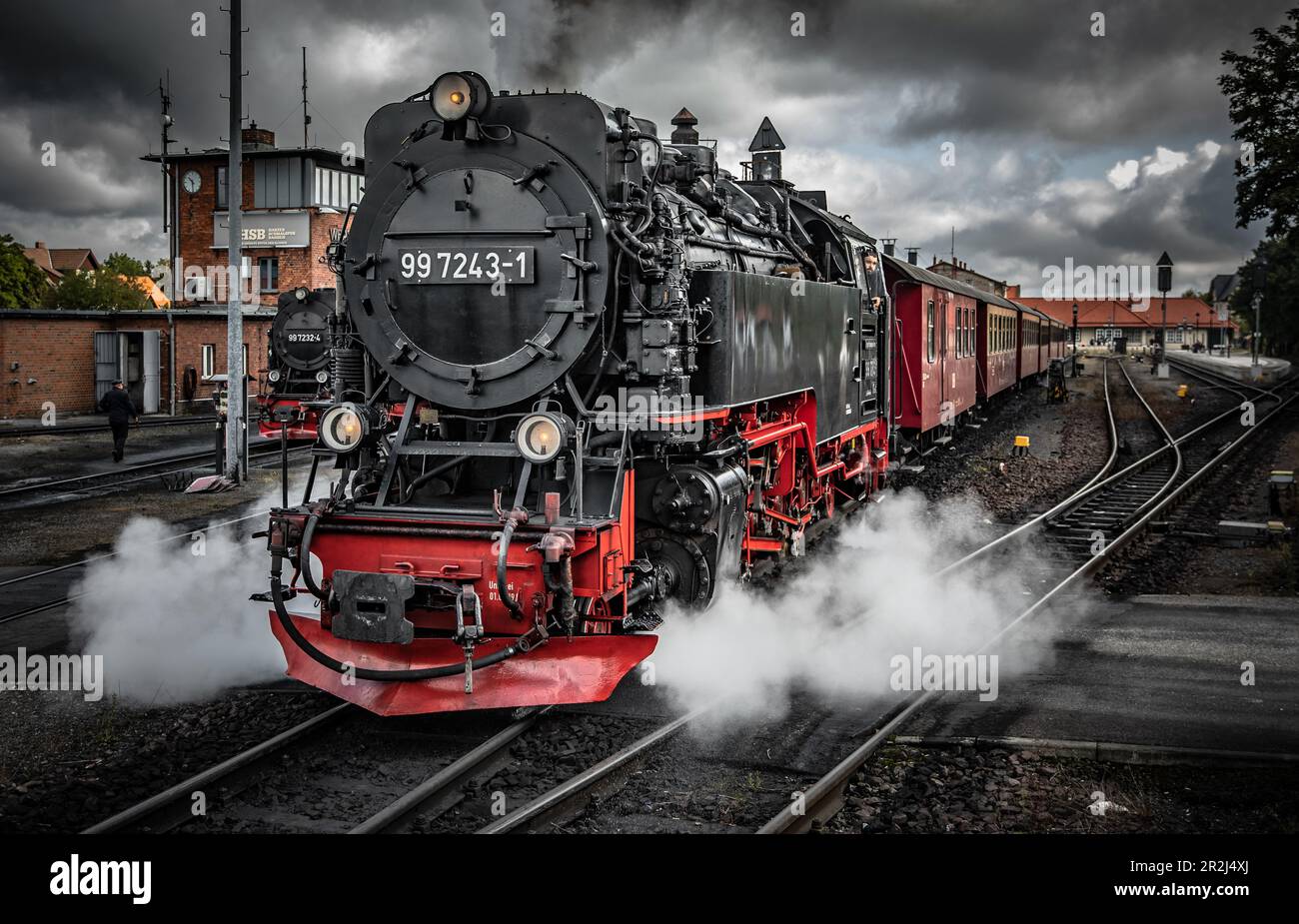 Historic narrow-gauge railway at Wernigerode station, Harz Stock Photo ...