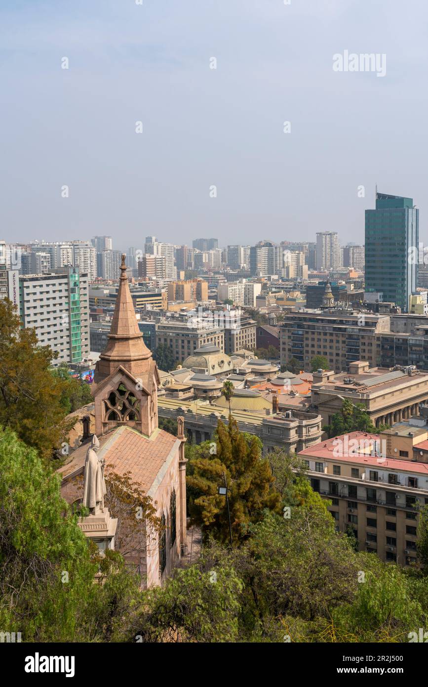 High-rise buildings of Santiago city center seen from top of Santa ...