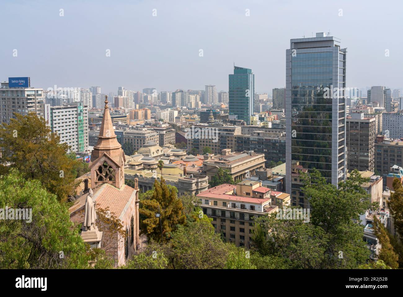 High-rise buildings of Santiago city center seen from top of Santa ...