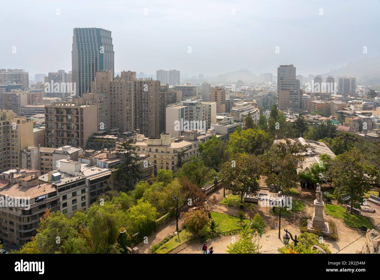 High-rise buildings of Santiago city center seen from top of Santa ...