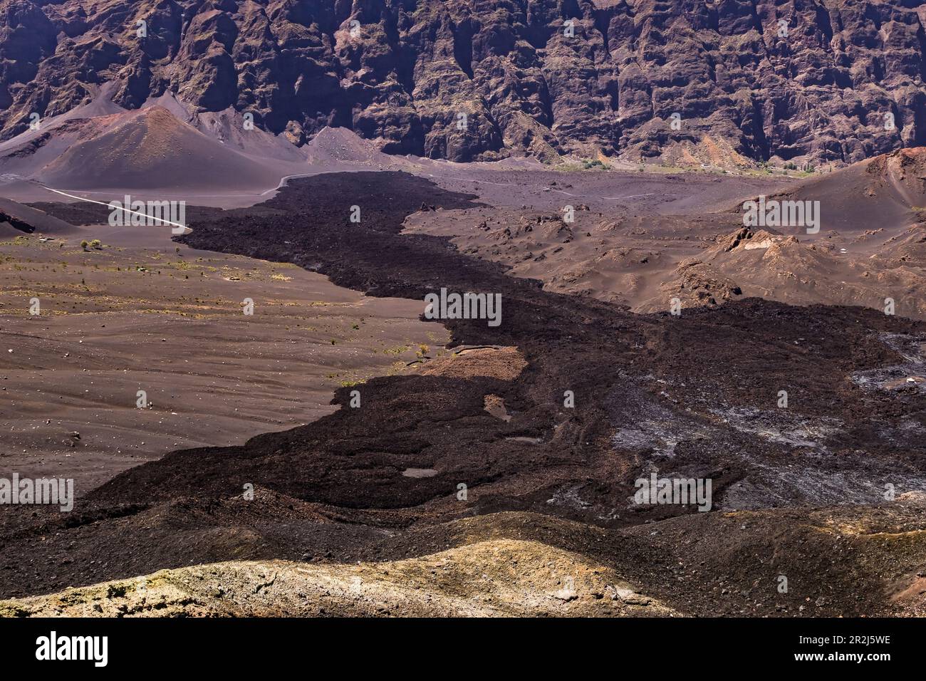At the volcano Pico do Fogo on Cape Verde you can distinguish different eruptions by the colors ...
