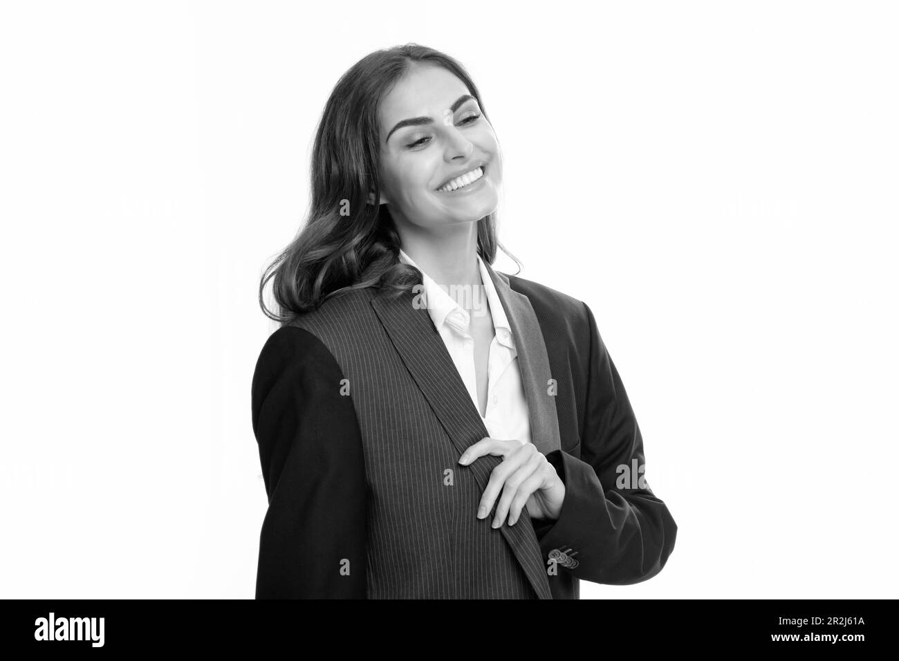 Elegant young businesswoman on white studio background. Portrait of a ...