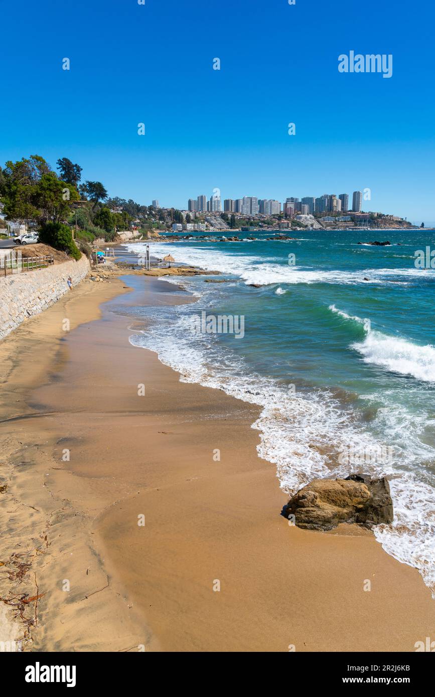 Black beach (Playa Negra), Concon, Valparaiso Province, Valparaiso ...