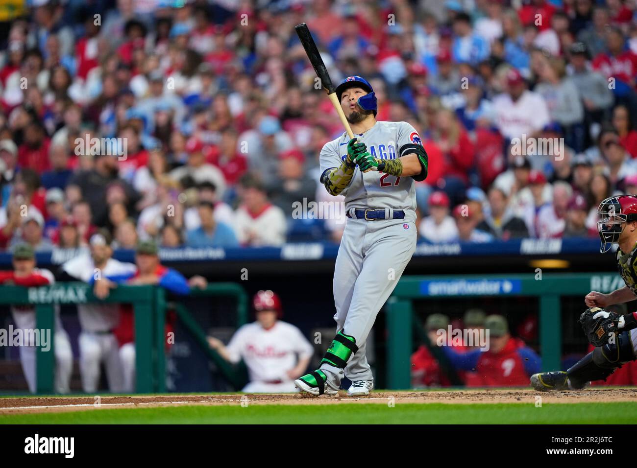 Chicago Cubs' Seiya Suzuki plays during the second inning of a baseball ...