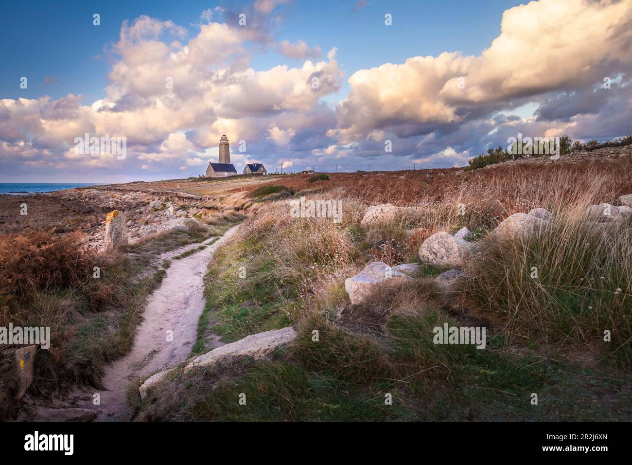 Coastal path at the Phare du Cap Lévi near Fermanville, Cotentin ...