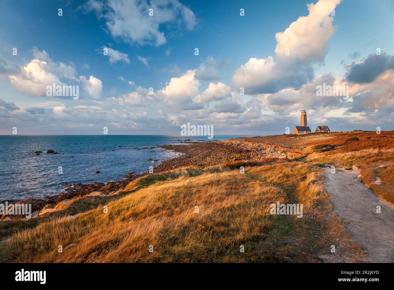 Coastal path at the Phare du Cap Lévi near Fermanville, Cotentin ...