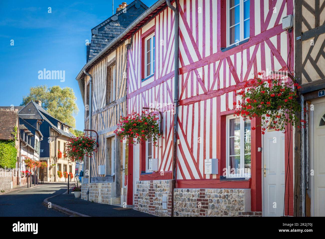 Historic houses in the village center of Le Breuil-en-Auge, Calvados ...