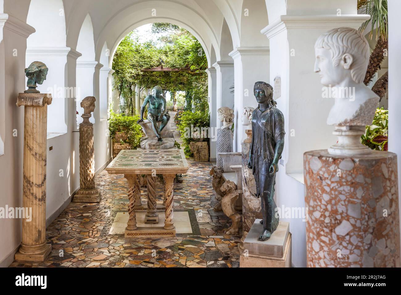 Statues in the garden of Villa San Michele, Anacapri, Capri, Gulf of ...