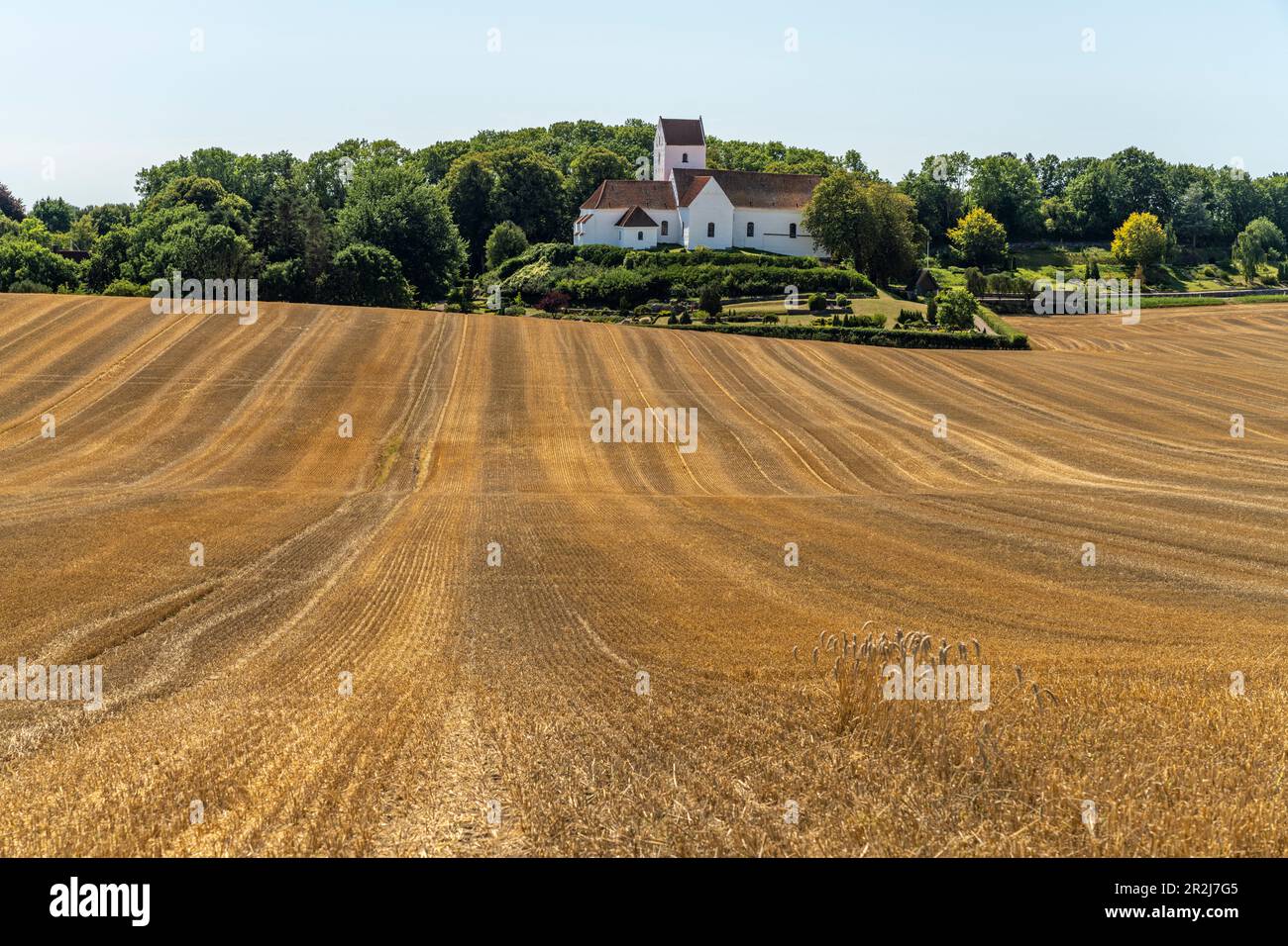 Landscape at Humble Church, Langeland Island, Denmark, Europe Stock ...