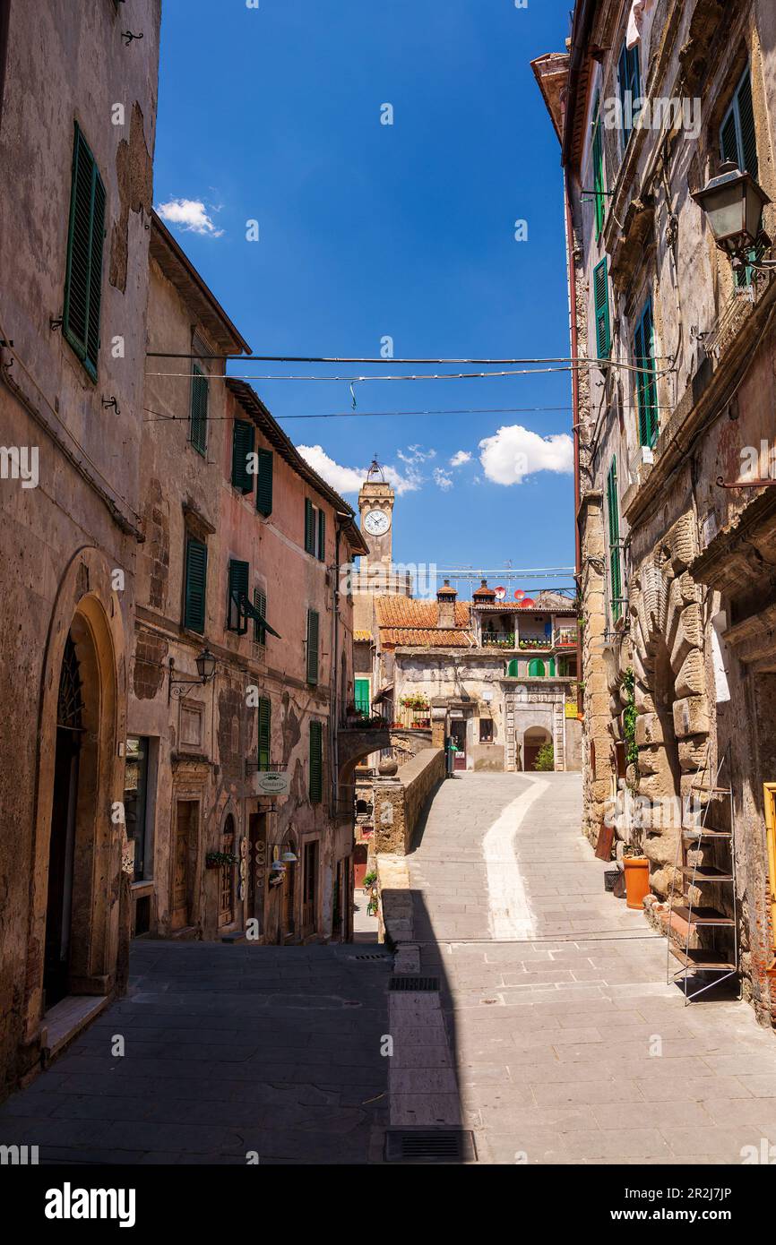 In the quaint streets of Sorano, Province of Grosseto, Tuscany, Italy ...