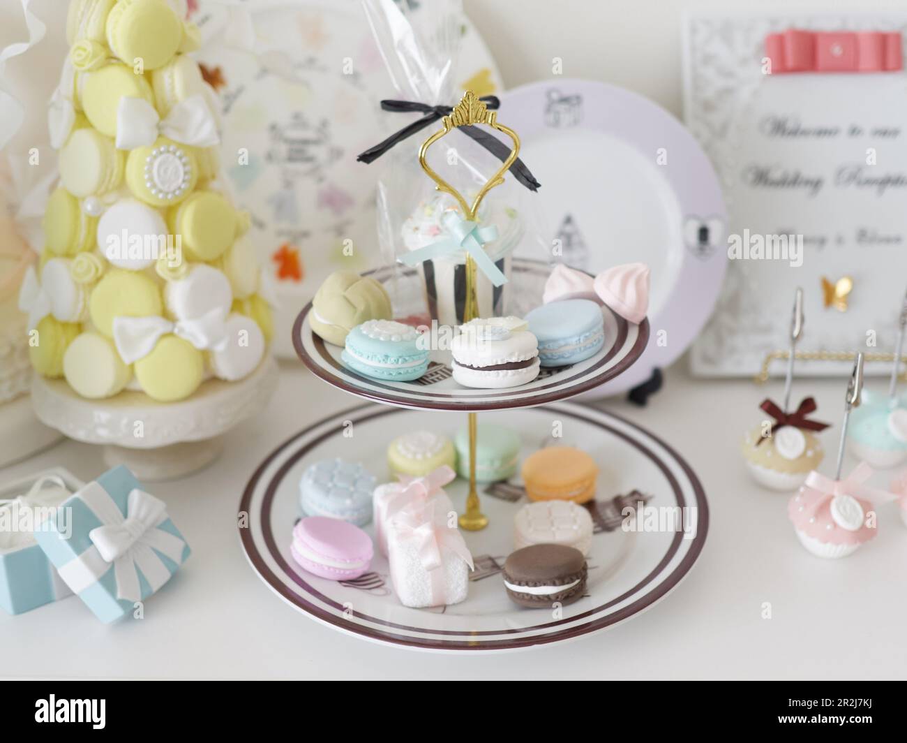 Handmade Cluff's Macaron Tower Stock Photo - Alamy
