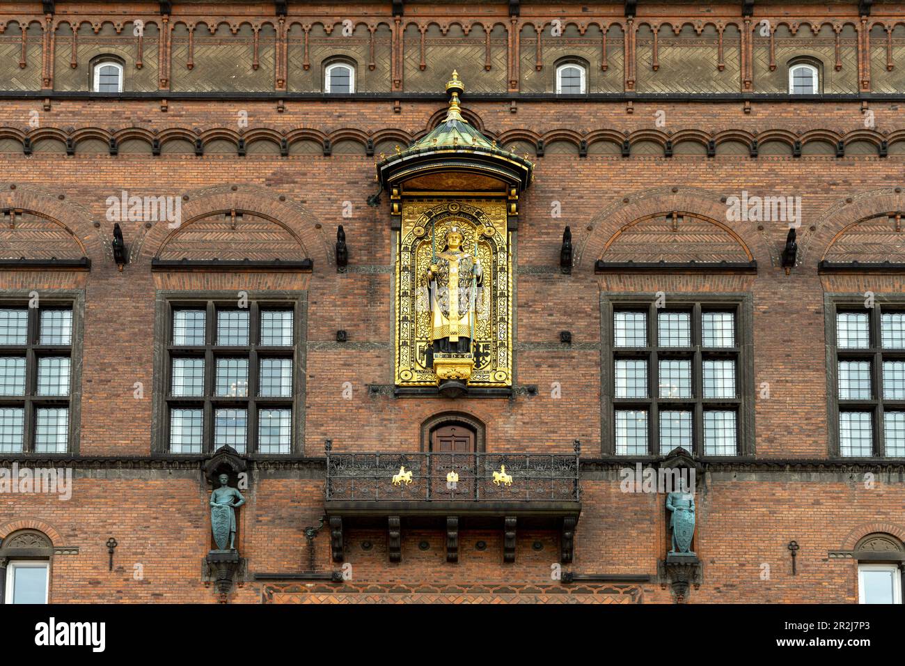 Figure of Bishop Absalon on Copenhagen City Hall in City Hall Square ...