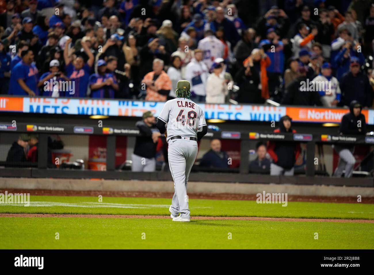 Cleveland Guardians relief pitcher Emmanuel Clase (48) leaves the field ...