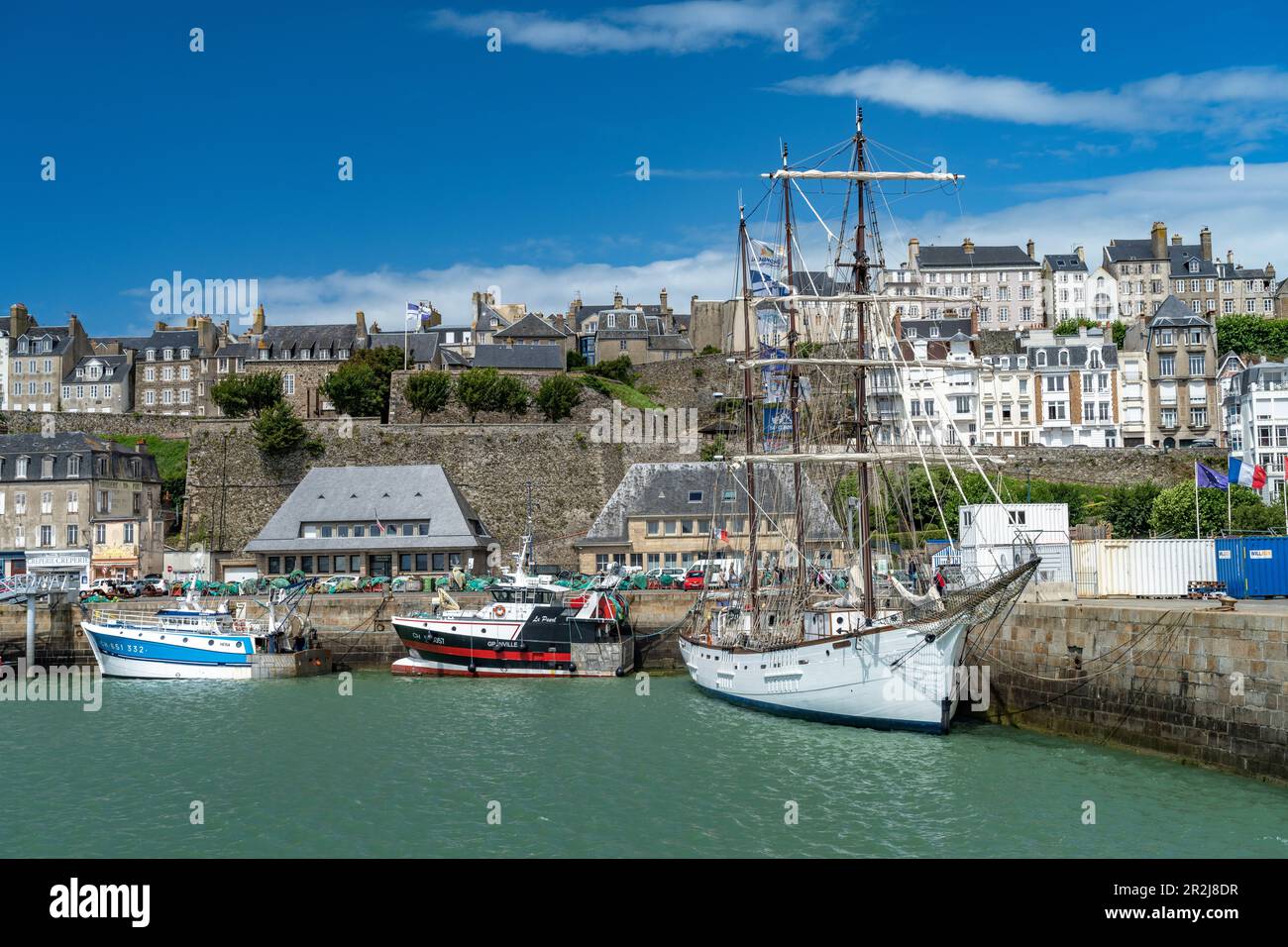 City View With Harbor And Barge Le Marit Granville Normandy France City View With Harbor And Barge Le Marit Granville Normandy France