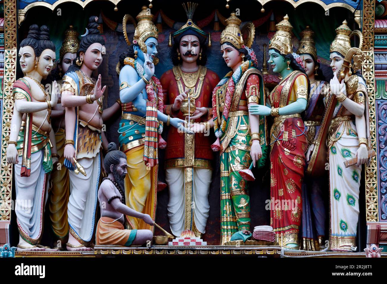Sri Krishnan Hindu temple, Hindu deities on the Gopuram, Singapore, Southeast Asia, Asia Stock ...