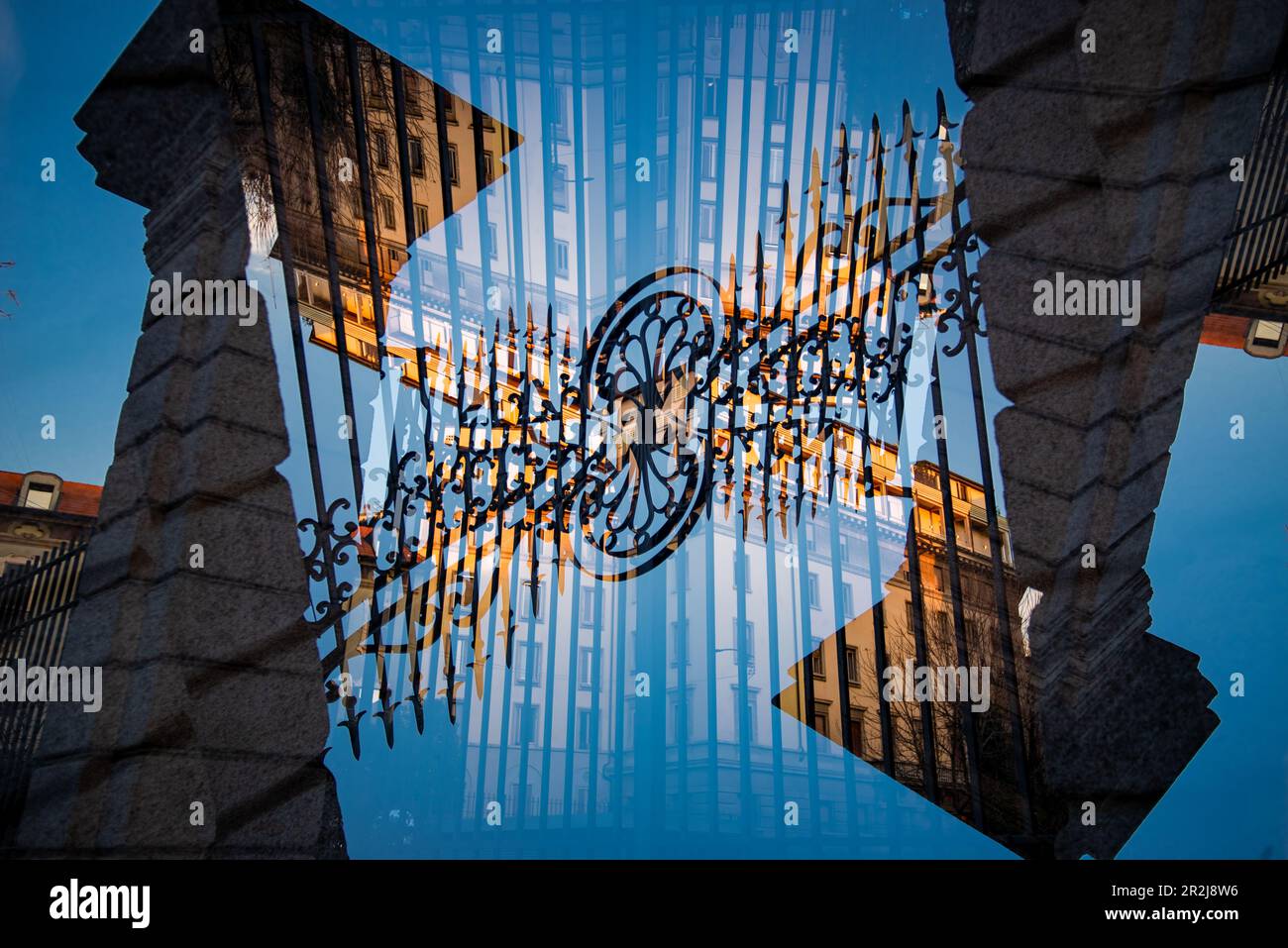 Decorative wrought iron gate in Milan, Italy Stock Photo - Alamy