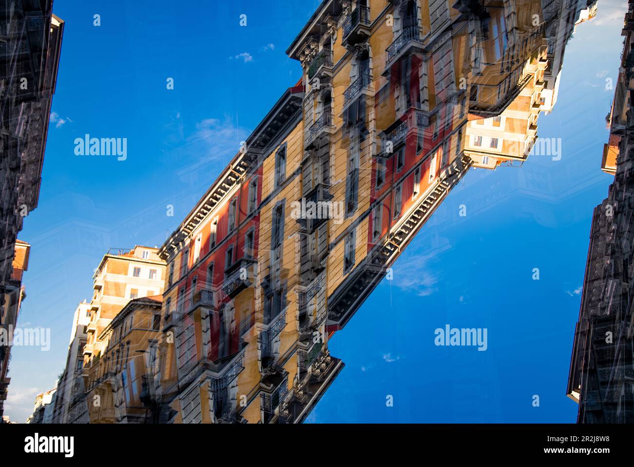 Double exposure of residential buildings in Milan, Italy Stock Photo ...