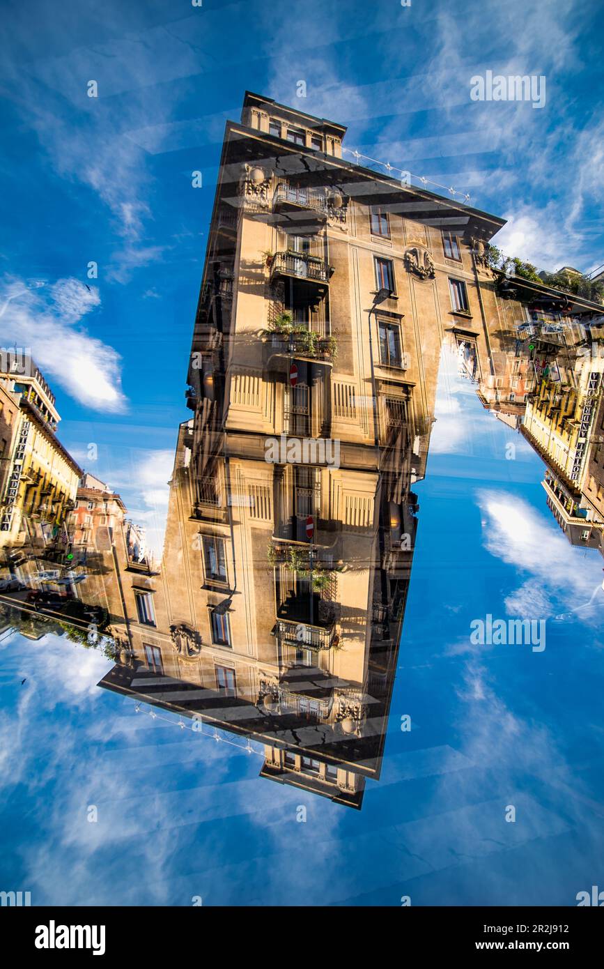 Double exposure of residential buildings in Milan, Italy Stock Photo ...