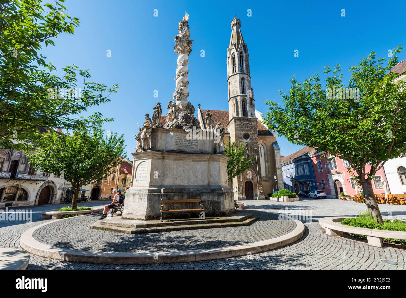 Goat Church and Holy Trinity Column in the main square of Sopron ...
