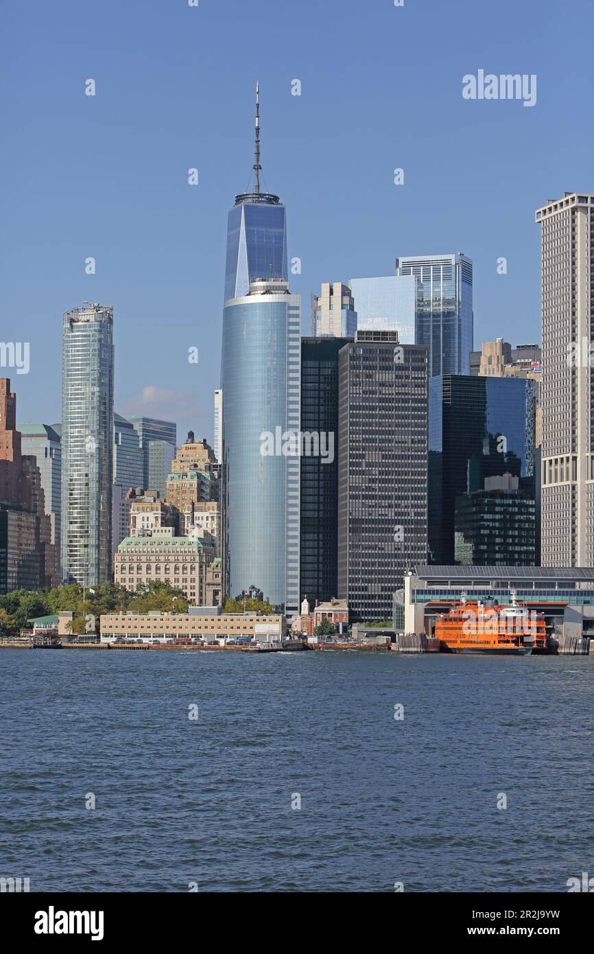 View of the Staten Island Ferry terminal (right), the 17 State Street ...