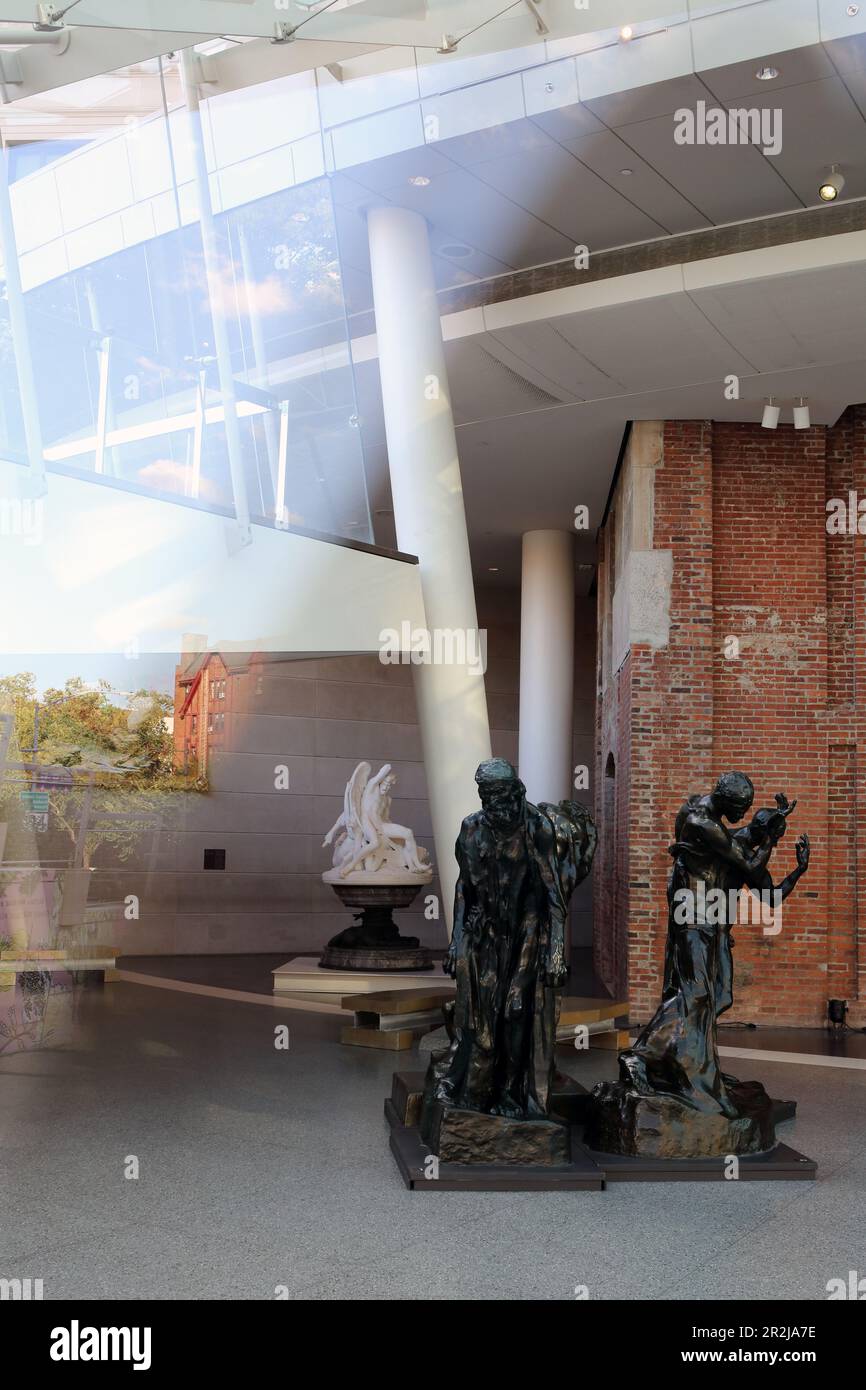 Reflection of Prospect Park redstones in the stained glass window of ...