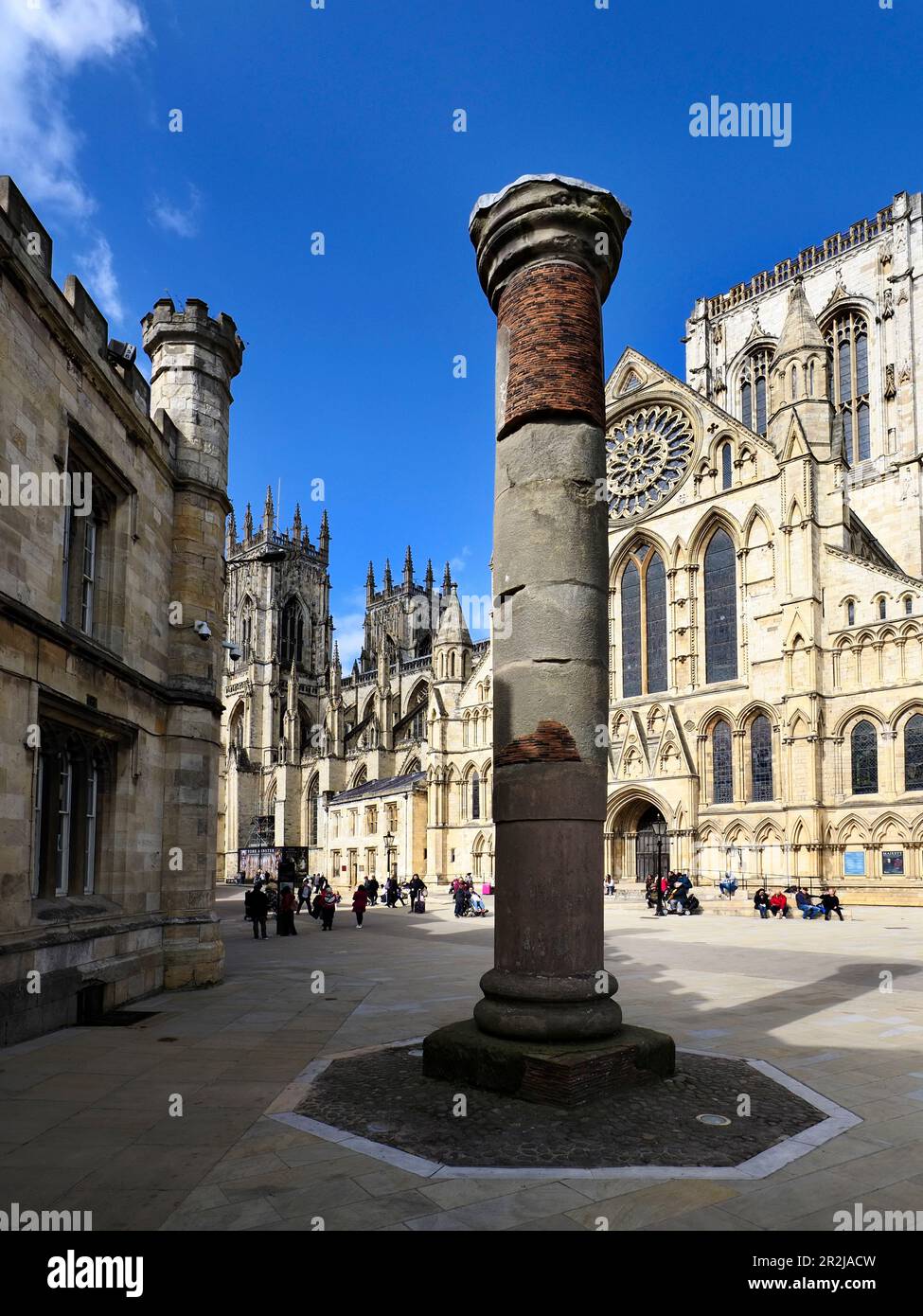 Roman Column and York Minster in Minster Yard, York, Yorkshire, England ...