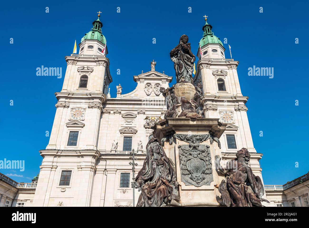 Marian Column on Domplatz in front of Salzburg Cathedral, Salzburg ...