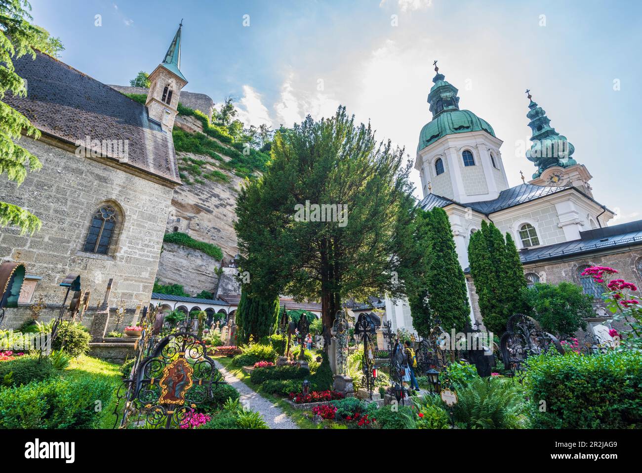 St. Peter's Abbey with cemetery and Margarethenkapelle in the city of ...