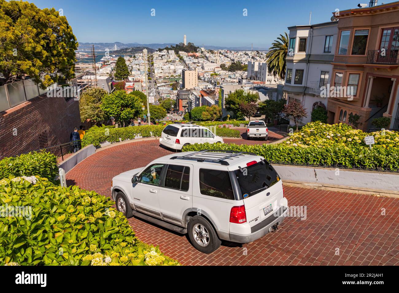 Lombard Street, described as the most winding street, with a view of ...